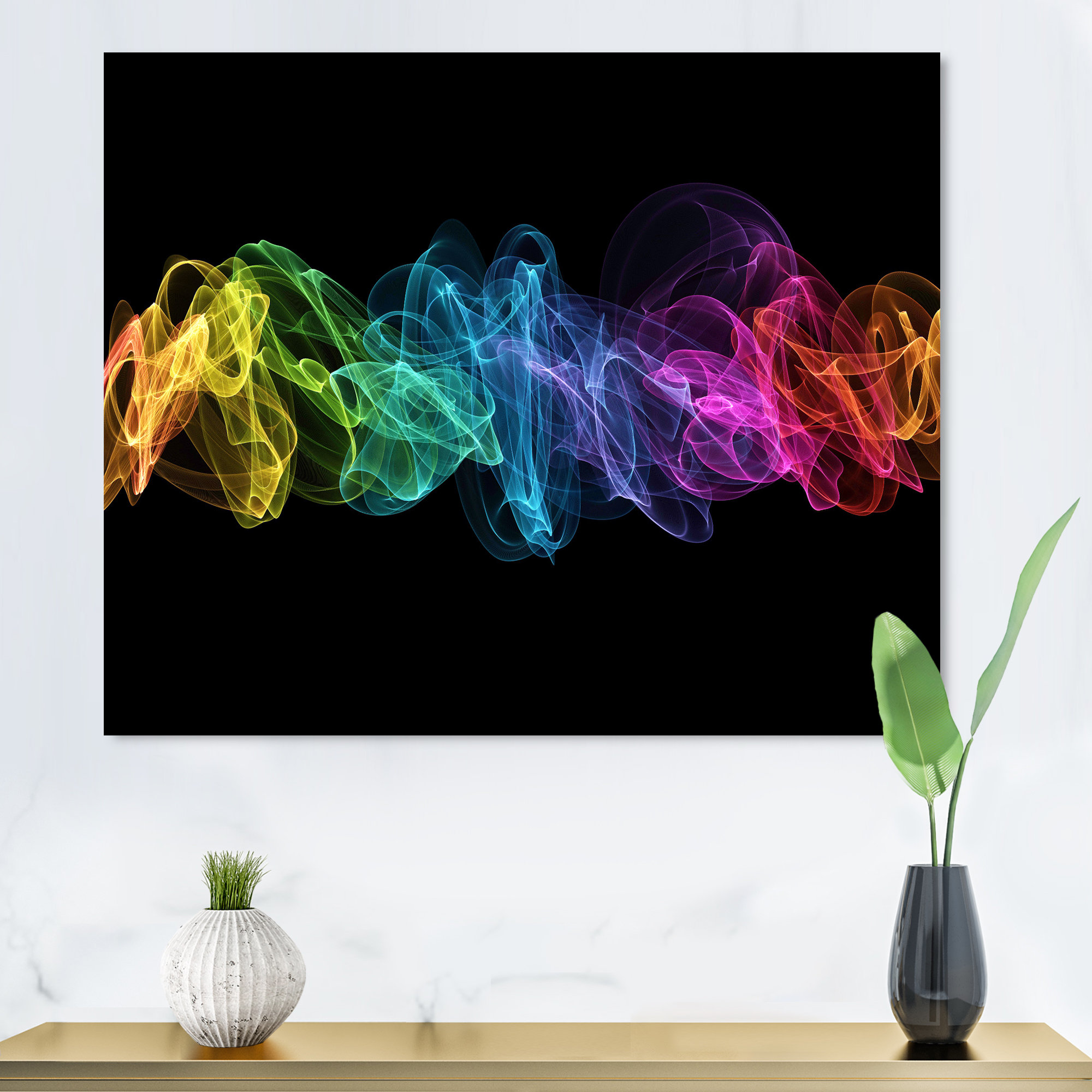 Wrought Studio™ Colorful Matrix Art II - Print on Canvas | Wayfair